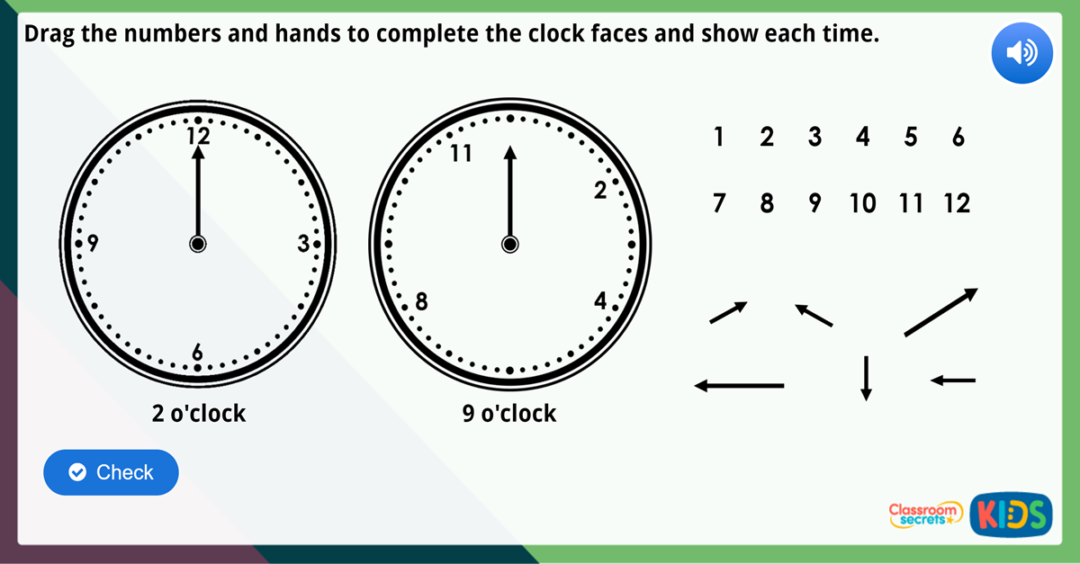 Year 1 Time to the Hour Maths Challenge | Classroom Secrets Kids