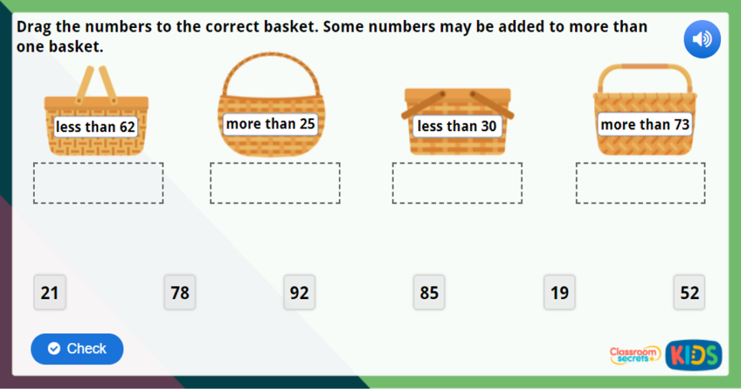 Year 1 Comparing Numbers Maths Challenge | Classroom Secrets Kids