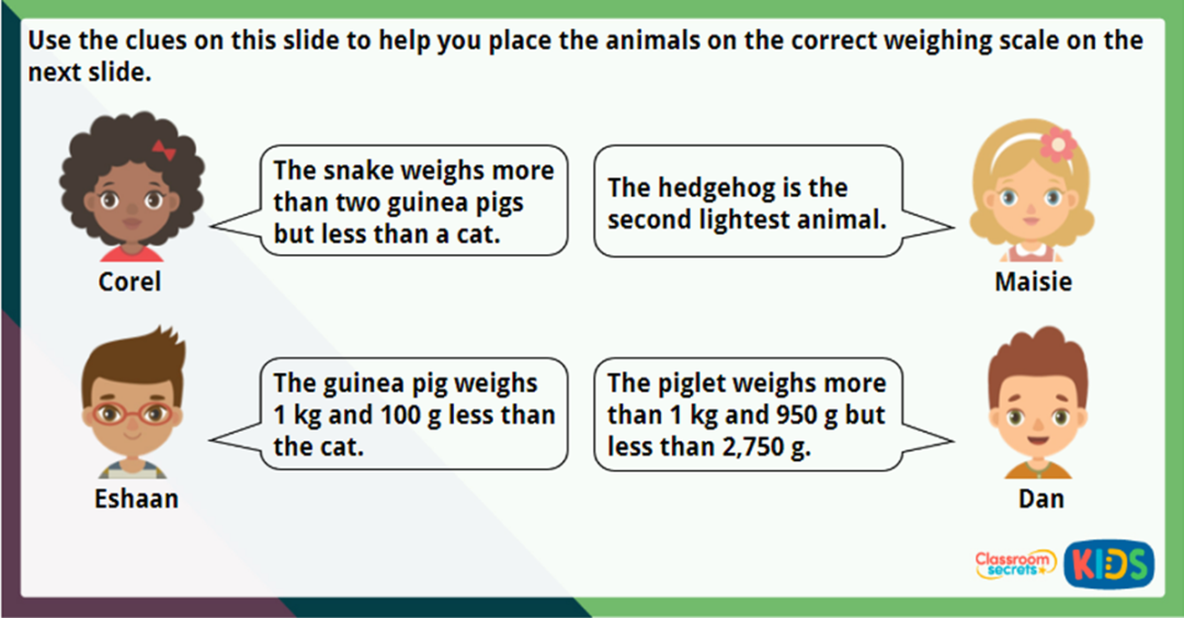 Year 3 Compare Mass Maths Challenge | Classroom Secrets Kids