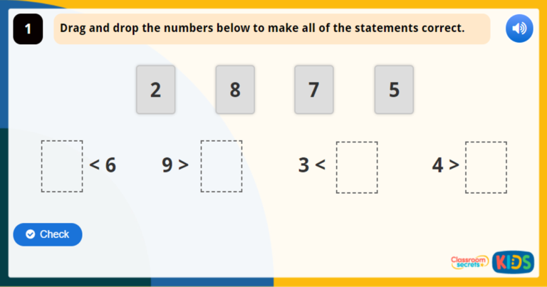 Year 1 Comparing Numbers within 10 Game | Classroom Secrets Kids