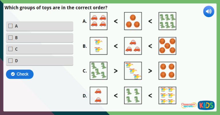 Year 1 Ordering Objects Maths Challenge | Classroom Secrets Kids