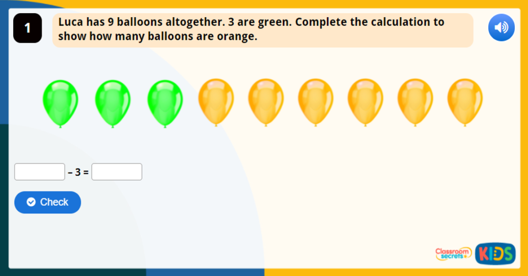 Year 1 Subtraction – Partitioning Game | Classroom Secrets Kids