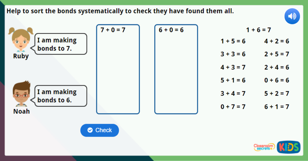 Year 1 Systematic Number Bonds Maths Challenge | Classroom Secrets Kids