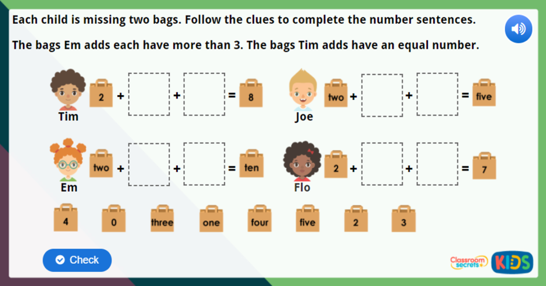 Year 1 Adding More Maths Challenge | Classroom Secrets Kids