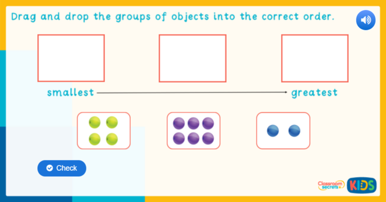 Reception Ordering Groups of Objects Game | Classroom Secrets Kids
