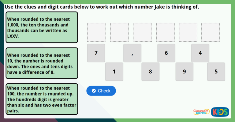 Year 5 Round within 100,000 Maths Challenge | Classroom Secrets Kids