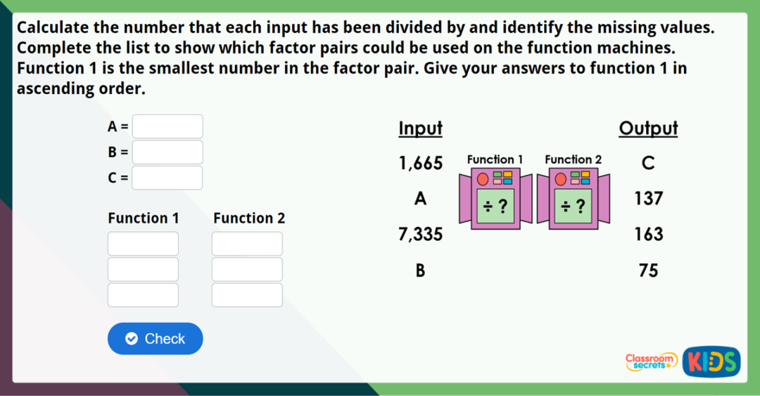 Year 6 Division Using Factors Maths Challenge | Classroom Secrets Kids