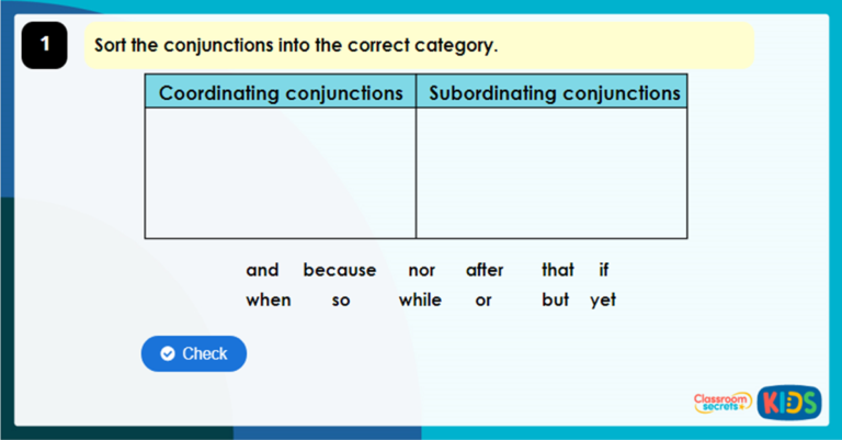 Year 3 Subordinating Conjunctions Game | Classroom Secrets Kids