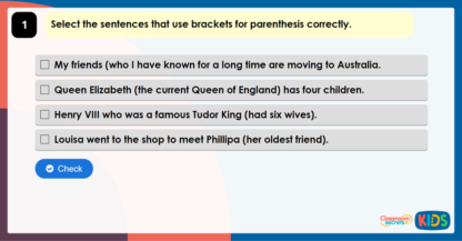 Year 5 Using Brackets to Indicate Parenthesis Game | Classroom Secrets Kids