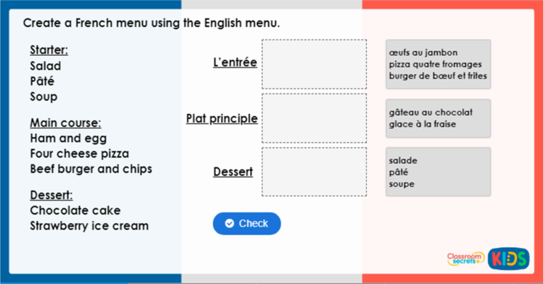 Year 6 French At the Restaurant Game | Classroom Secrets Kids