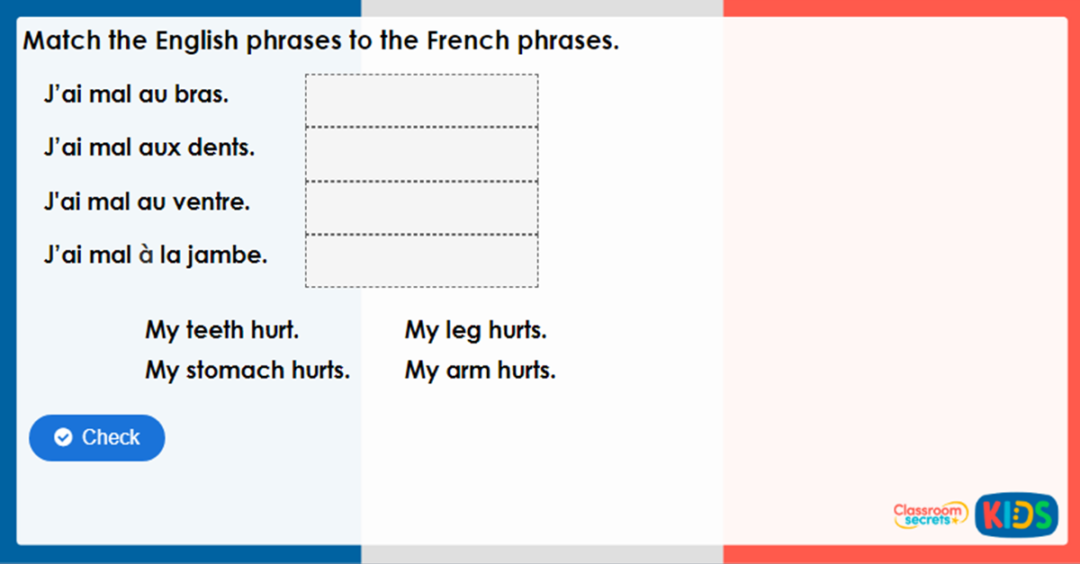 Year 4 French Je Suis Malade Game | Classroom Secrets Kids